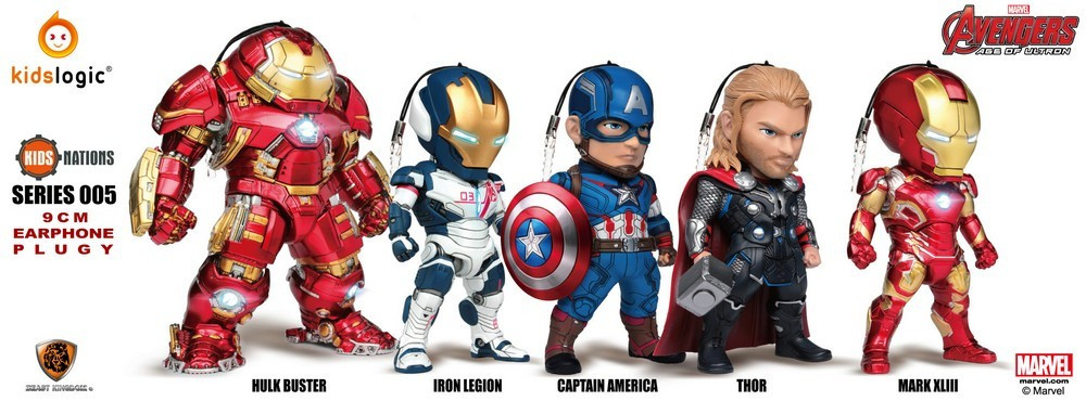 Avengers: Age of Ultron, Kids Nations EarPhone Jack/Keychain, Set of 5 ...