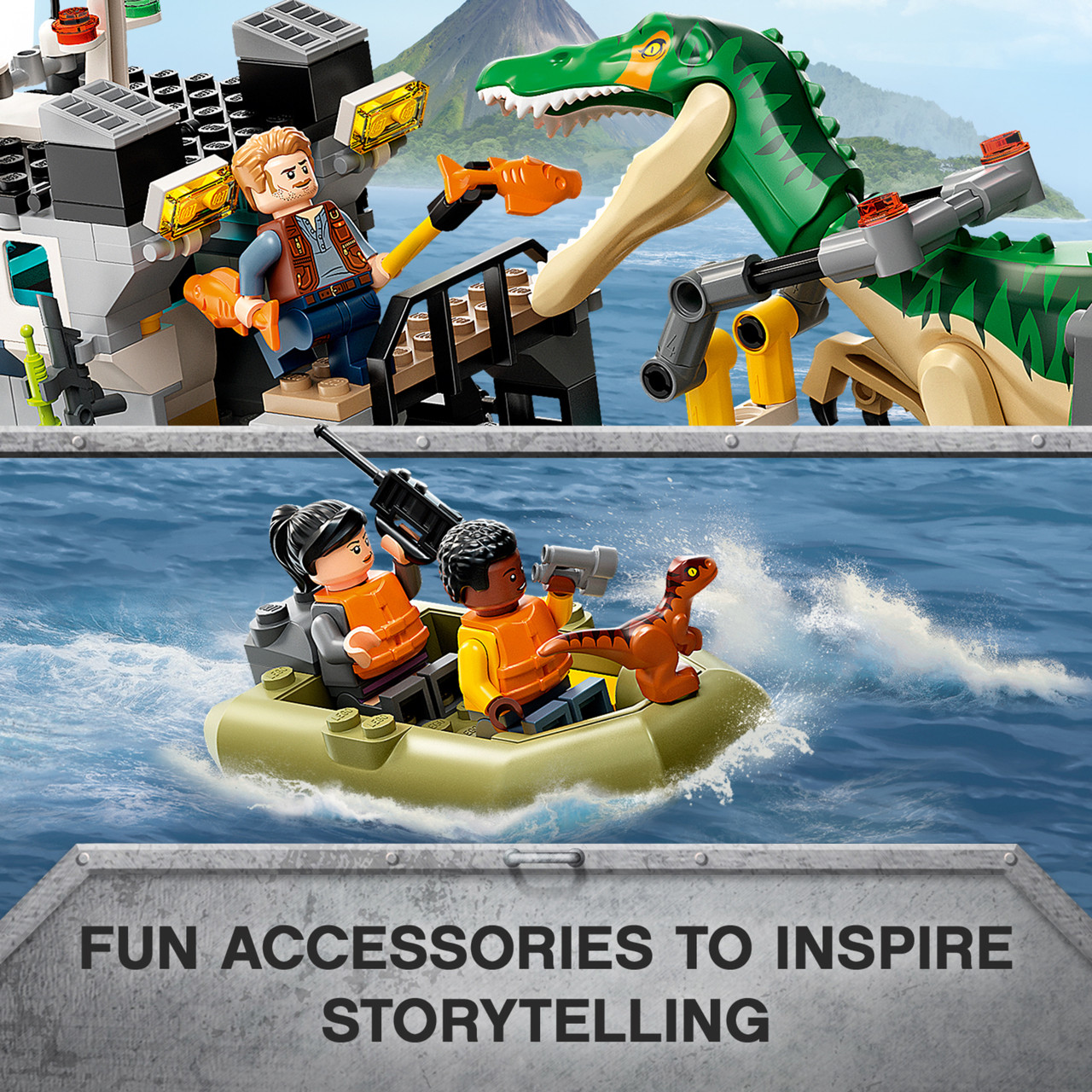 LEGO Jurassic World Baryonyx Dinosaur Boat Escape 76942 Building Toy ...