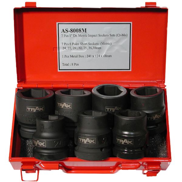 Trax AS-8008M Impact Socket Set Metric 1" 7pcs - Audel Tools Dandenong