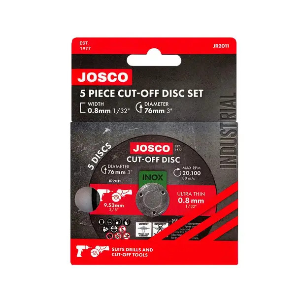Josco JR2011 Cut Off Discs .08 x 76mm (3") 5pcs - Audel Tools Dandenong
