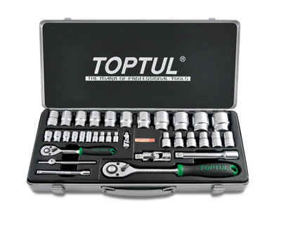 Toptul GCAD3402 Socket Set 6PT 1/4" & 1/2" 34pce