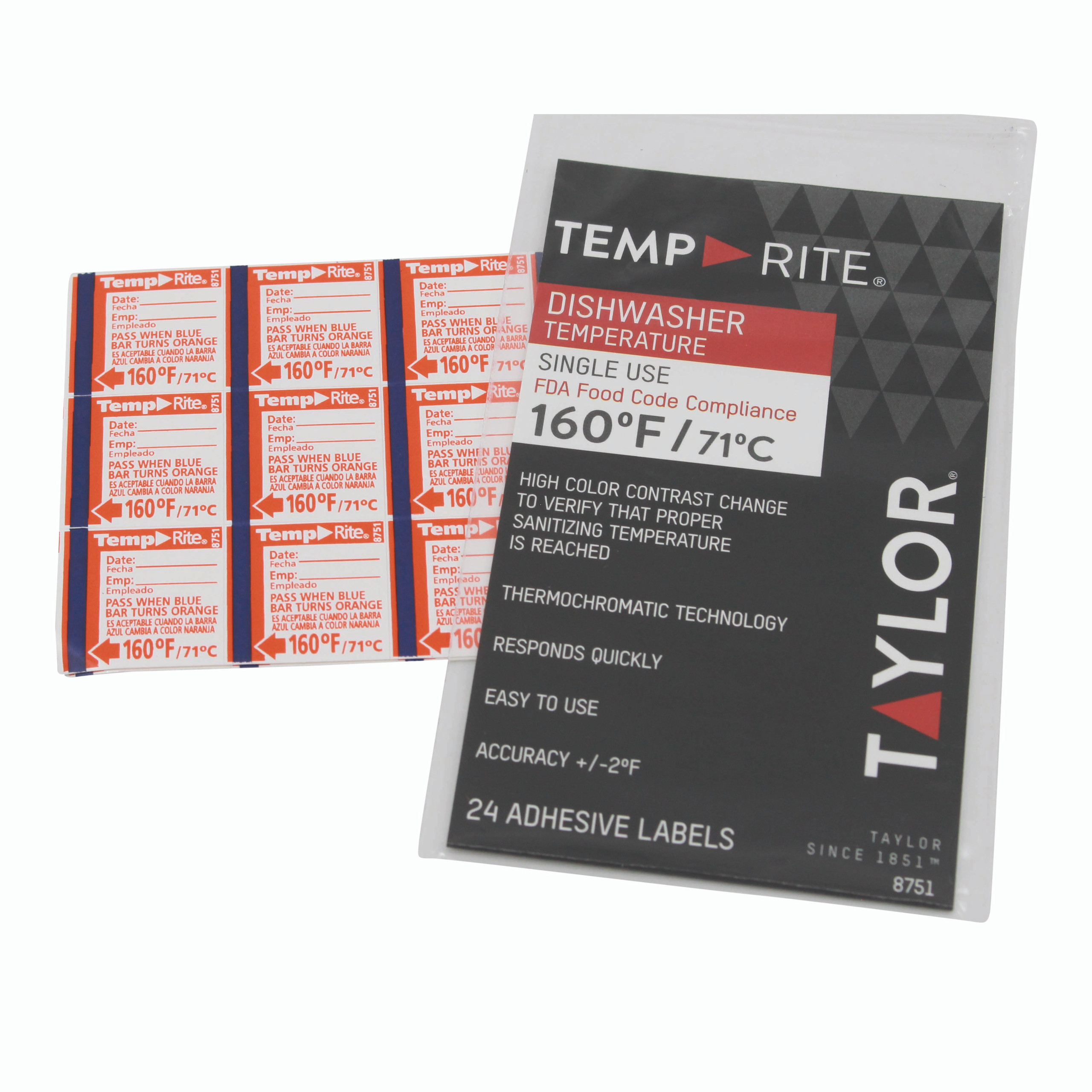 Taylor Temprite Adhesive Temp Strips 160° - Dishmachine Tubing & Parts