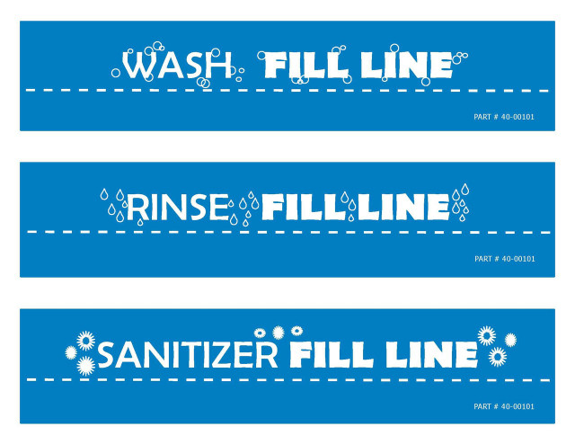 3 Compartment Sink Fill Line Labels - Dishmachine Tubing & Parts