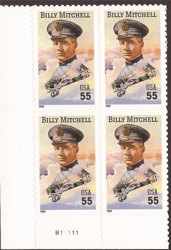 US Stamp - 1999 Billy Mitchell - US Air Force - PB of 4 Stamps #3330