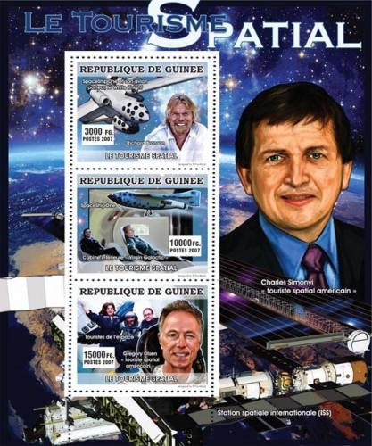Guinea - Space Tourism - Mint Sheet of 3 Stamps 7B-598