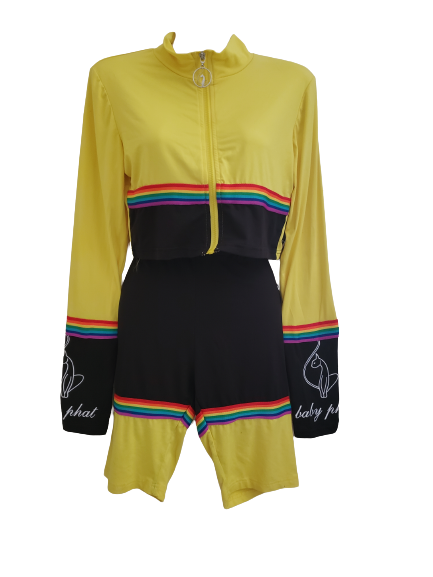 Yellow Black Rainbow Short Set