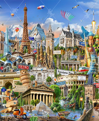 European Landmarks, a traditional puzzle - Stave Puzzles