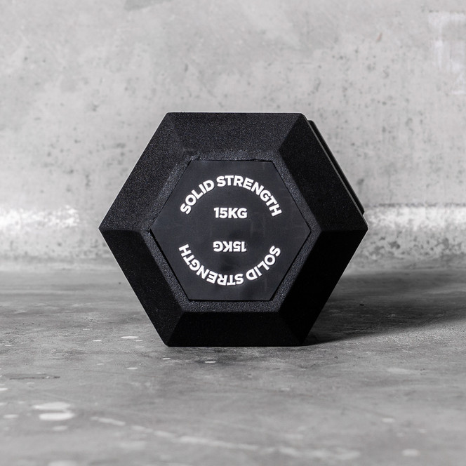 Solid Strength 40kg Rubber Coated Hex Dumbbell (x1) - SOLID STRENGTH ...
