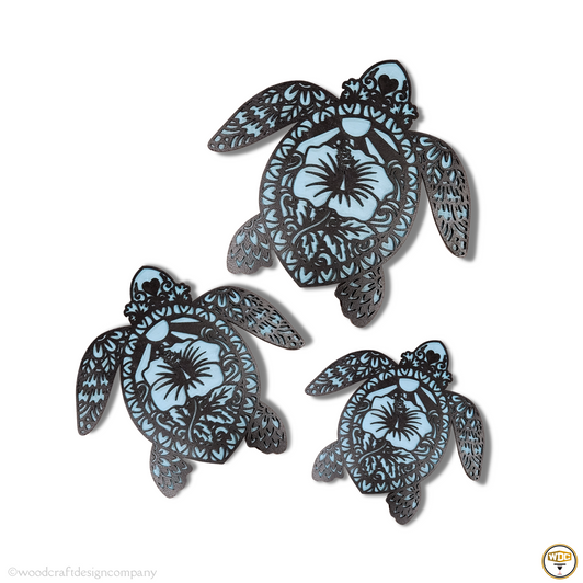 Hawaiian Hibiscus Sea Turtles Wall Art | Woodcraft Design Company