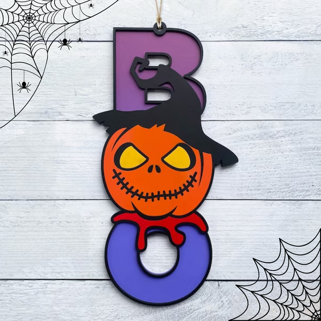Jack-O-Lantern Pumpkin BOO Halloween Sign | Woodcraft Design Company