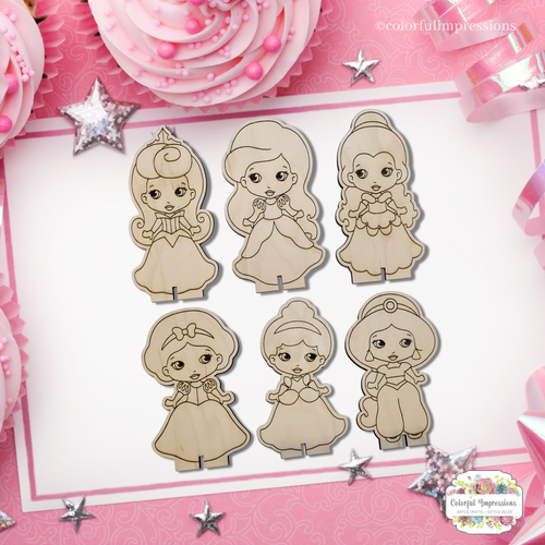 Princess Dolls DIY Unfinished Wood Shapes 6/Pkg | Woodcraft Design Company