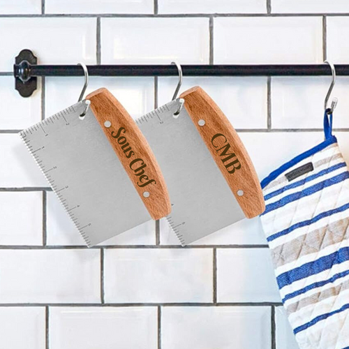 Personalized Stainless Steel Pastry Bench Scraper | Woodcraft Design ...