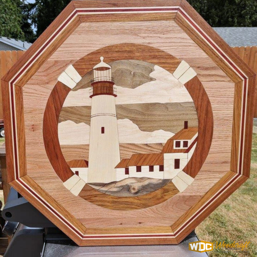 Intarsia Lighthouse Floor Inlay | Woodcraft Design Company