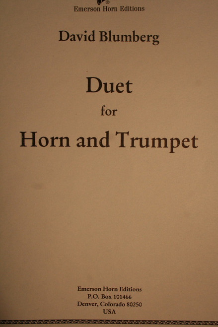 Blumberg, David - Duet For Horn & Trumpet - Pope Horns Inc.