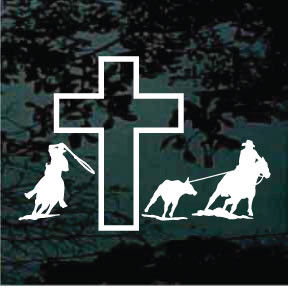 Team Roping At The Cross Decal & Window Sticker