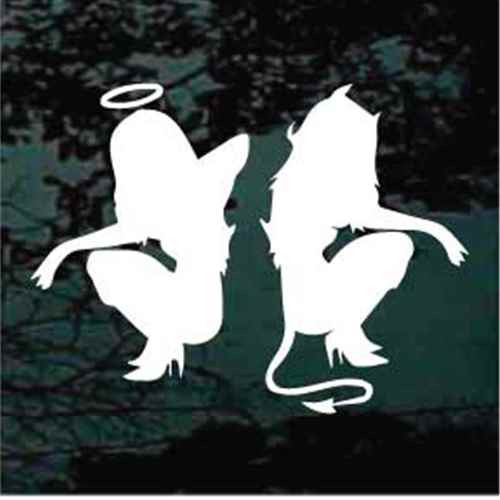 Bad Girls Angel Devil Decals - Decal Junky Stick 'Em Up!