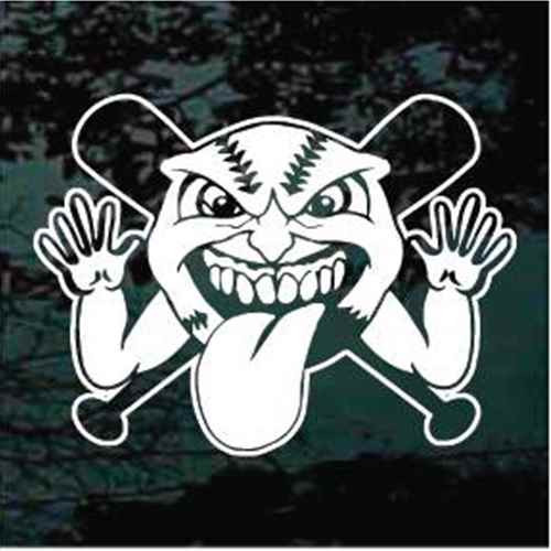 Mean Baseball Face Car Decals & Window Stickers | Decal Junky