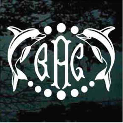 Dolphin Fish Tail Monogram Car Decals & Window Stickers | Decal Junky