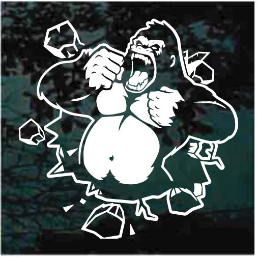Angry Gorilla Pounding Chest Decals & Stickers for Cars, Trucks, & Windows
