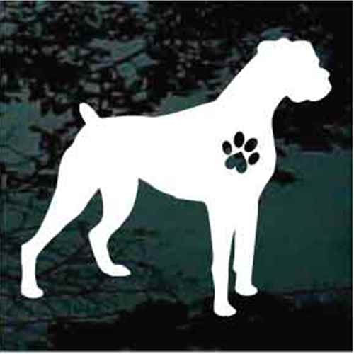 Boxer Standing with Heart Paw Print Car Decals & Stickers | Decal Junky