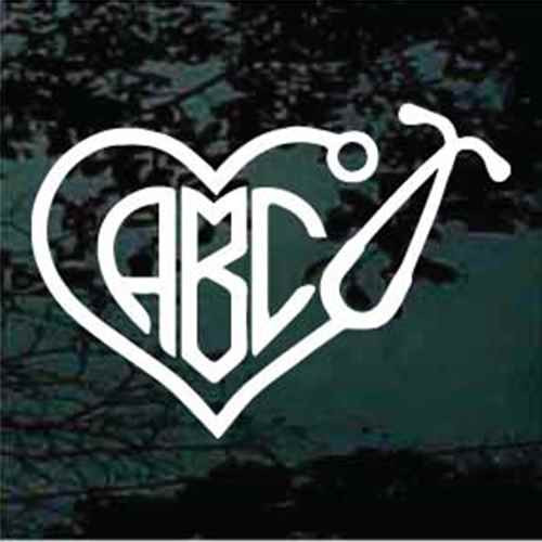 Nurse Stethoscope Monogram Decal Car Window Sticker | Decal Junky