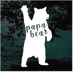 Papa Bear Waving Car Window Decals & Stickers | Decal Junky