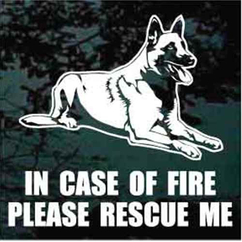 Fire Rescue Belgian Malinois Down Car Decals & Stickers | Decal Junky