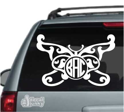 Decorative Butterfly Monogram Car Decals & Stickers | Decal Junky