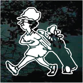 Lady Golfer Cartoon Car Decals & Window Stickers | Decal Junky