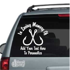 Crossed Fish Hooks Fishing Memorial Decals & Stickers | Decal Junky