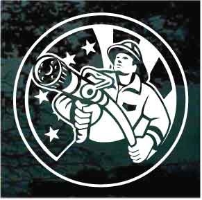 Round Firefighter Logo Car Decals & Stickers | Decal Junky