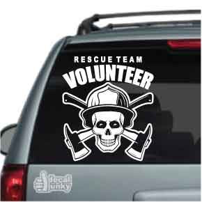 Rescue Team Volunteer Skull Car Decals & Stickers | Decal Junky