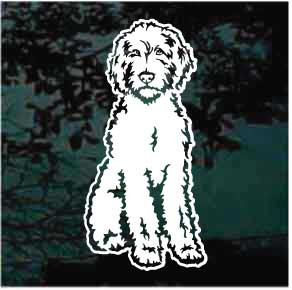 Sitting Labradoodle Decals & Car Window Stickers | Decal Junky