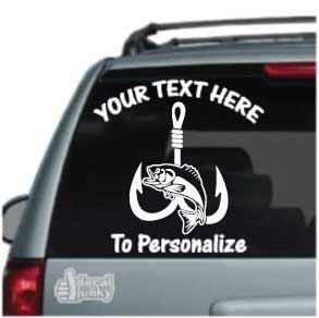 Fish Hook With Fish Decals & Car Window Stickers | Decal Junky