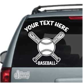 Baseball With Crossed Bats Baseball Team Car Decals | Decal Junky
