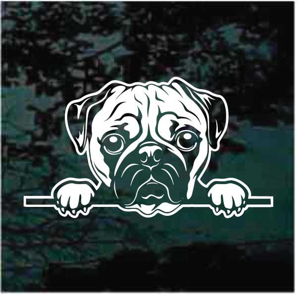 Pug Peeking Decals & Car Window Stickers | Decal Junky