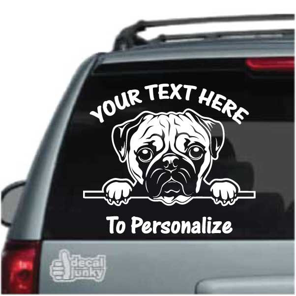 Pug Peeking Decals & Car Window Stickers | Decal Junky