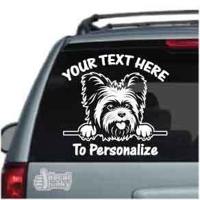 Happy Yorkie Looking Out The Window Decals Stickers