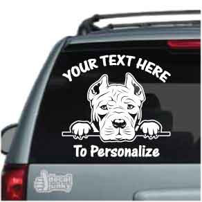 Pitbull Peeking Out The Window Decals Stickers for Cars Trucks Windows