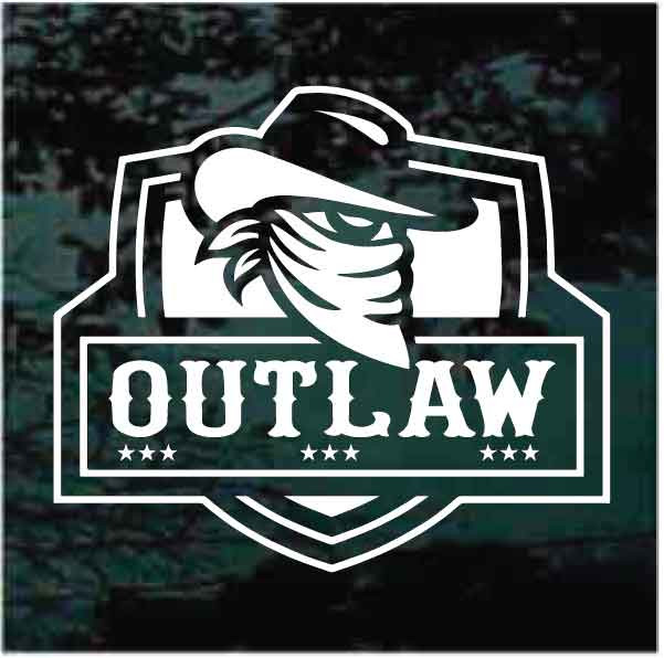 Outlaw Cowboy Mascot Shield Car Window Decals & Stickers | Decal Junky