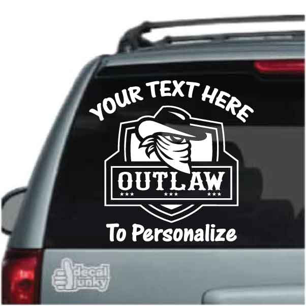 Outlaw Cowboy Mascot Shield Car Window Decals & Stickers | Decal Junky