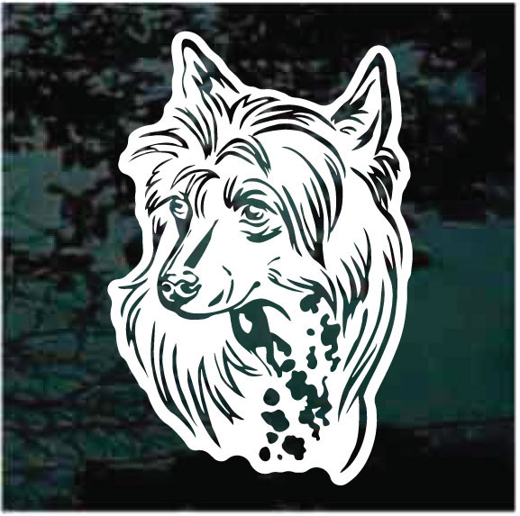 Chinese Crested Dog Head Car Decals & Window Stickers | Decal Junky