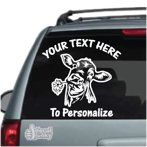 Cow Head With Flower Car Window Decals & Stickers | Decal Junky