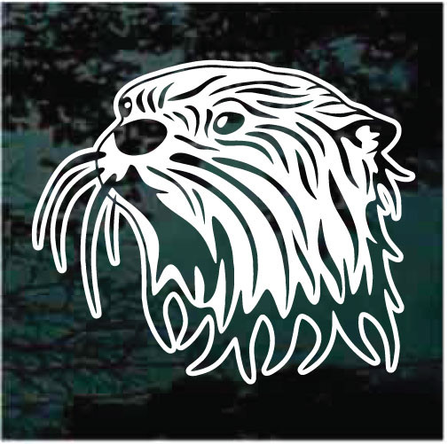 River Otter Head Profile Car Window Decals & Stickers | Decal Junky