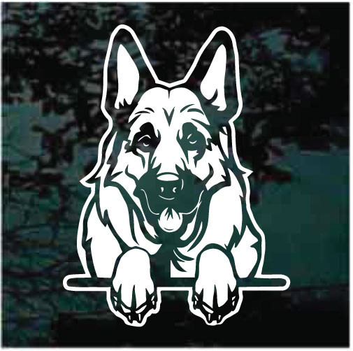 Beautiful German Shepherd Peeking Decals & Stickers | Decal Junky
