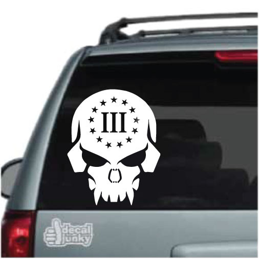 Gun Rights 3 Percenter Skull Decals & Stickers | Decal Junky