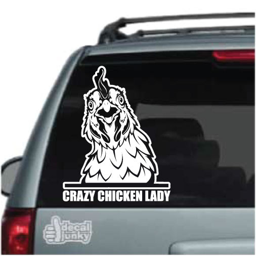 Crazy Chicken Lady Chicken Peeking Decals Stickers