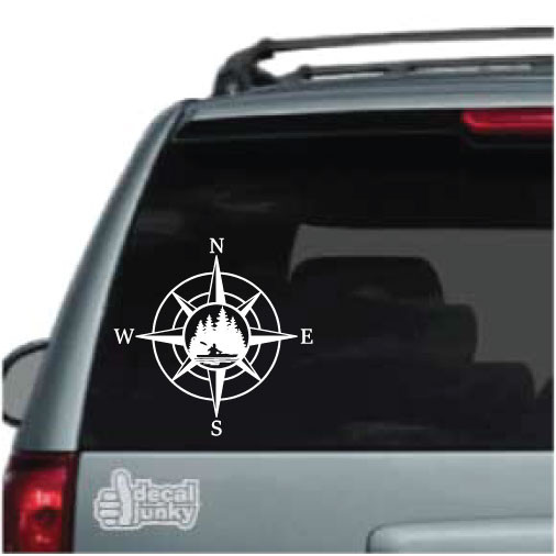 Canoe Wind Rose Compass Car Decals & Stickers | Decal Junky