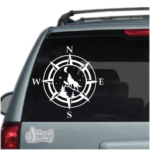 Wolf Navigation Compass Decals Custom Vinyl Car Stickers | Decal Junky