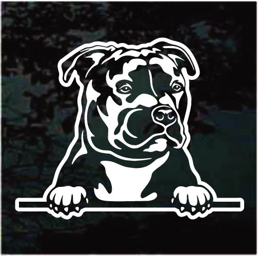 Staffordshire Bull Terrier Peeking Car Decals & Stickers | Decal Junky